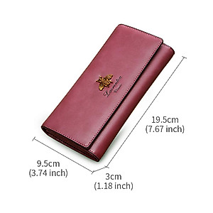 LAORENTOU Clearance Bifold Wallet Women Leather Clutch Purses Checkbook Card Wallets for Women Lady Wallet Zip Around Wallet