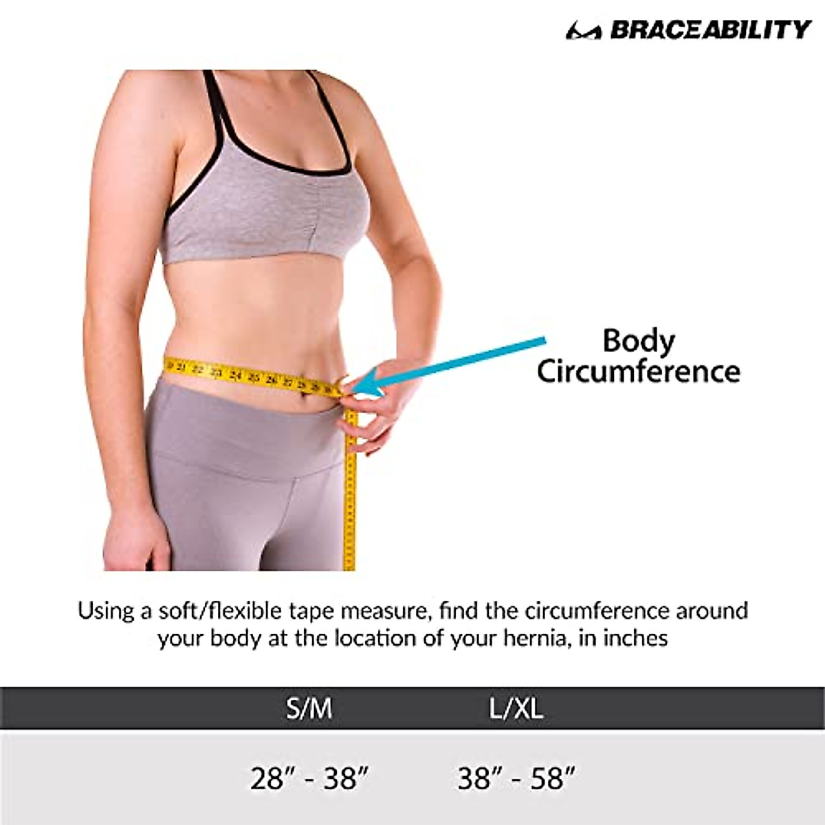 BraceAbility Hernia Belt for Men & Women | Stomach Truss Binder with Compression Support Pad for Abdominal, Umbilical, Navel & Belly Button Hernias - S/M (New & Improved) Fits 28"-38"