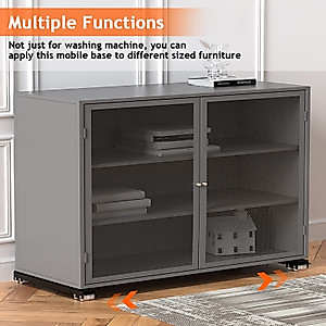 Ronlap Furniture Washing Machine Dolly, Extendable Appliance Rollers Refrigerator Heavy Duty, Washing Machine Stand Wheels Fridge Appliance Dolly Movers Mobile Washer and Dryer Moving Base, Black