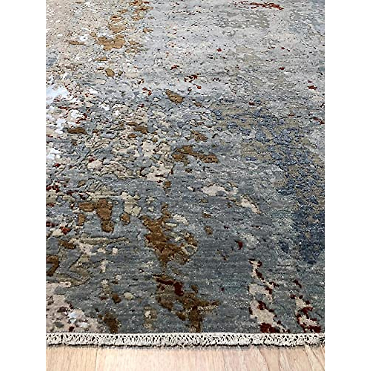 EORC KA1003GY8X10 Hand-Knotted Wool Galaxy Rug, 8'2 x 9'10, Gray