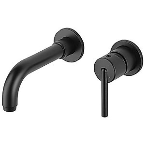 Delta Faucet Trinsic Wall Mount Faucet, Matte Black Bathroom Faucet, Wall Mount Bathroom Faucet 3 Hole, Widespread Bathroom Faucet, Matte Black T3559LF-BLWL