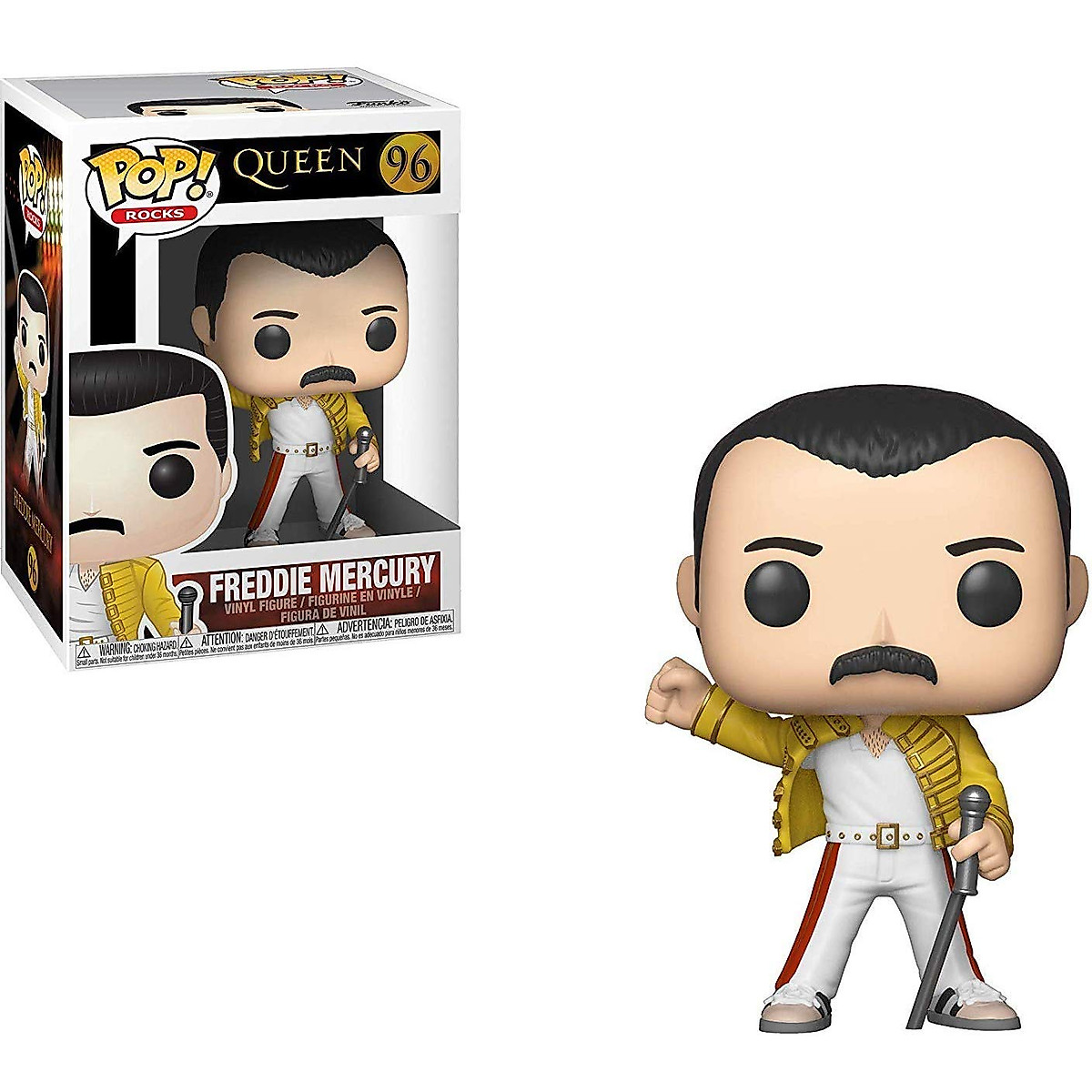 POP Queen - Freddie [Mercury] Wembley 1986 Funko Pop! Vinyl Figure (Bundled with Compatible Pop Box Protector Case), Multicolored, 3.75 inches