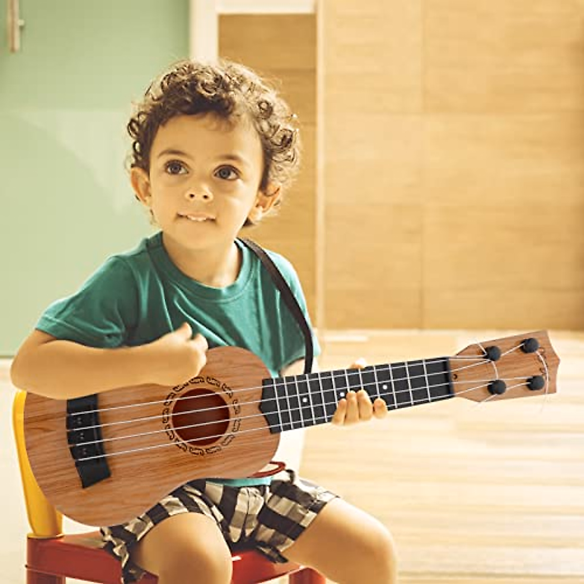 COHEALI Kids Toy Ukulele 4 String Toy Guitar Small Classical Ukulele Gift Musical Instruments for Boys Girls Kids Christmas Stocking Stuffers