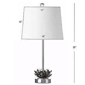 JONATHAN Y JYL2019A Amelia Lotus 25" Crystal LED Table Lamp Contemporary Transitional Bedside Desk Nightstand Lamp for Bedroom Living Room Office College Bookcase LED Bulb Included, Smoke Gray/Chrome