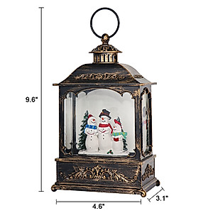 GenSwin Christmas Snowman Snow Globe Lantern Battery Operated Water Swirling Glitter with 6H Timer, Musical LED Lighted Scene for Christmas Home Decoration Gift
