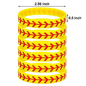 JOVITEC 48 Packs Softball Bracelet Softball Wristband Silicone Bracelet Softball Gift for Softball Player and Softball Teams