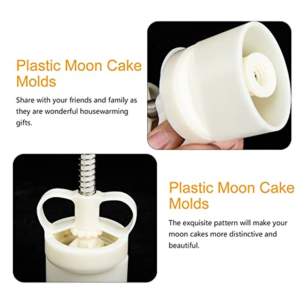 Happyyami 1 Set Hand Pressure Biscuit Mold - autumn mold mooncake cutter stamp cake molds cookie mooncake molder cupcake jelly mooncake tool mooncake shaper white plastic child mousse candy