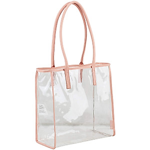 Eastsport Clear Handbag Bundle Set, Heavy Duty PVC Transparent See Through Daypack Tote Bag for College Workplace, Blush