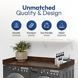 OfficeSimpli Washer Dryer Countertop w Non-Slip Pads, Made in USA, Laundry Room Wood Topper, Washer Dryer Cover for Top, Laundry Guard, Laundry Countertop, Laminate Finish (California Walnut)