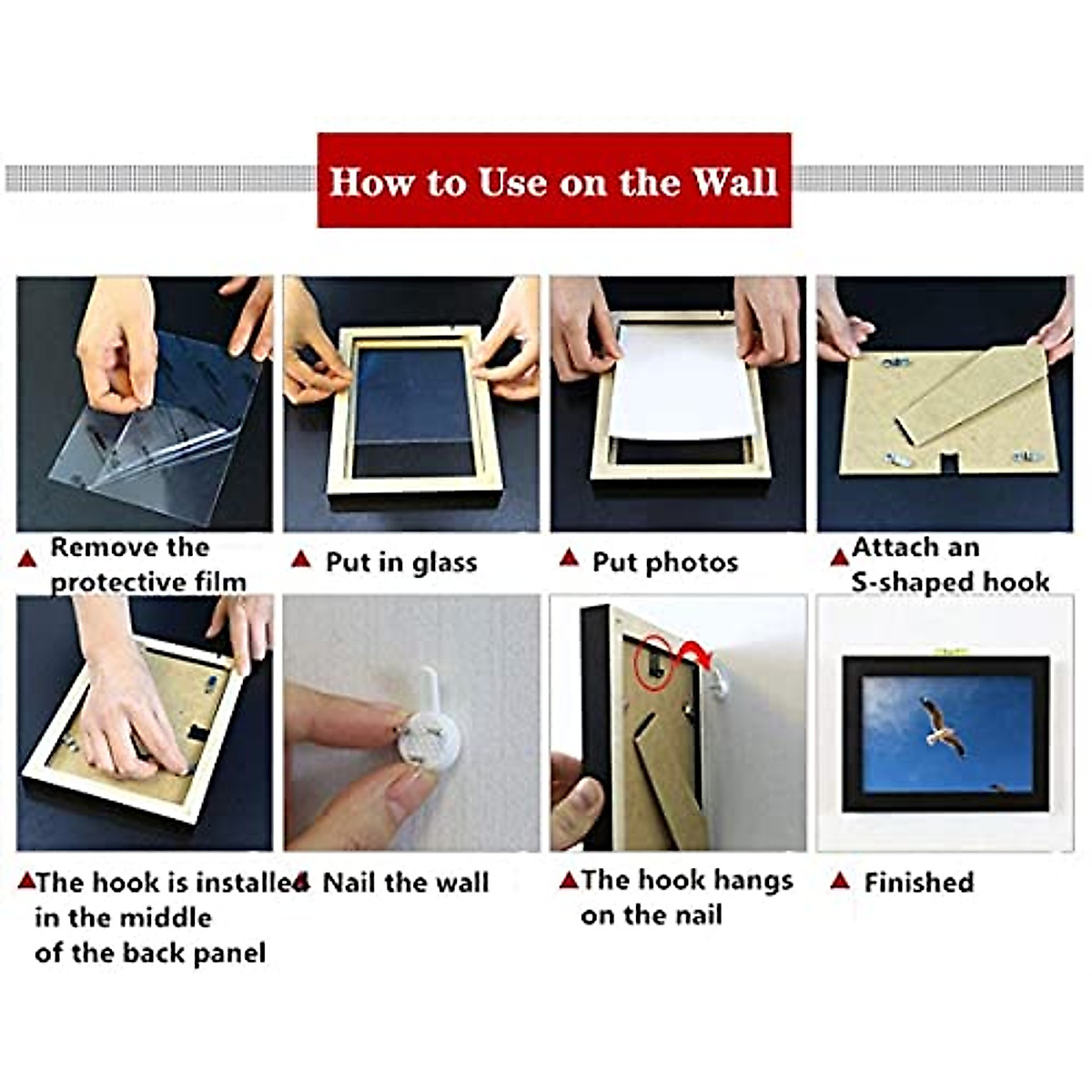 ZYUE 6x8 inch Picture Frame Made of Wood and High Definition Plexi Glass for Wall Mounting and Table Top Display Photo Frame Black