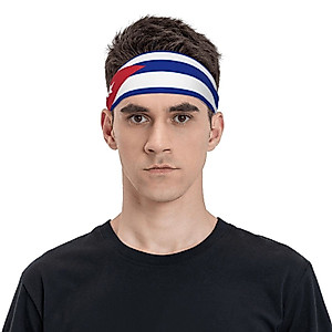 Workout Headbands for Men Women Cuba Flag Soft Hair Bands Yoga Sweat Bands