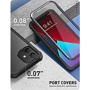 Clayco Forza Series Case for iPhone 12/12 Pro 6.1 inch (2020 Release), Built-in Screen Protector, Dual Layer Rugged Cover with Full-Body Soft TPU Bumper (Black)