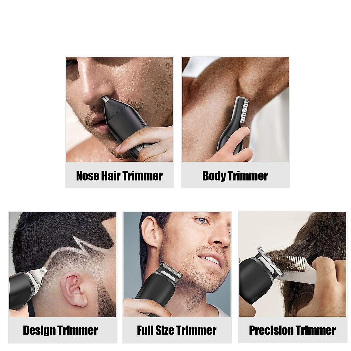 Hair Clippers for Men Beard Trimmer 6 in 1 Hair Trimmer Pro Haircut Kit Cordless USB Charging Rechargeable Waterproof Low Noise