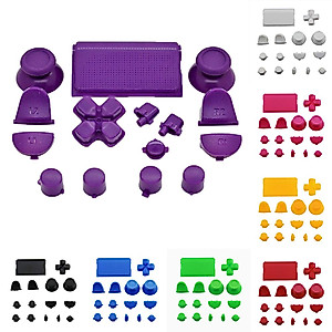 Yamalans 15 Pieces Set Replacement Parts Solid Color Buttons Kit for PS4 Controller Transparent Blue One Size