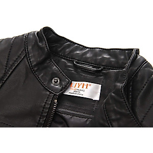 LJYH Boys' Faux Soft Leather Jackets Children Biker Outerwear Coats Black 5/6yrs