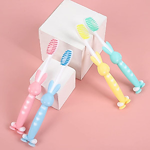 Healifty Kids Toothbrush Cartoon Bamboo Charcoal Soft Hair Silicone Cute Cleaning Teeth Brush Set Handle Children Teeth Cleaning Brushes for Boys and Girls 4pcs (4 Colors)