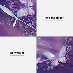 Ouqiuwa Purple Butterfly Throw Pillow Covers Set of 2 16"x16" Square Decorative Sparkle Star Pillowcase Cushion Cover for Bedroom Living Room Car