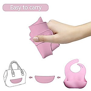 GODR7OY Silicone Baby Bib, BPA Free Waterproof Bibs, Adjustable 3PCS (Girls)