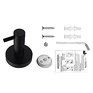MENGTUTOO Bathroom Towel Hooks Robe Hook Holder Heavy Duty Wall Hooks SUS 304 Stainless Steel Coat Hook for Kitchen, Bathroom, Shower Wall Mounted Hanging Hooks Matt Black