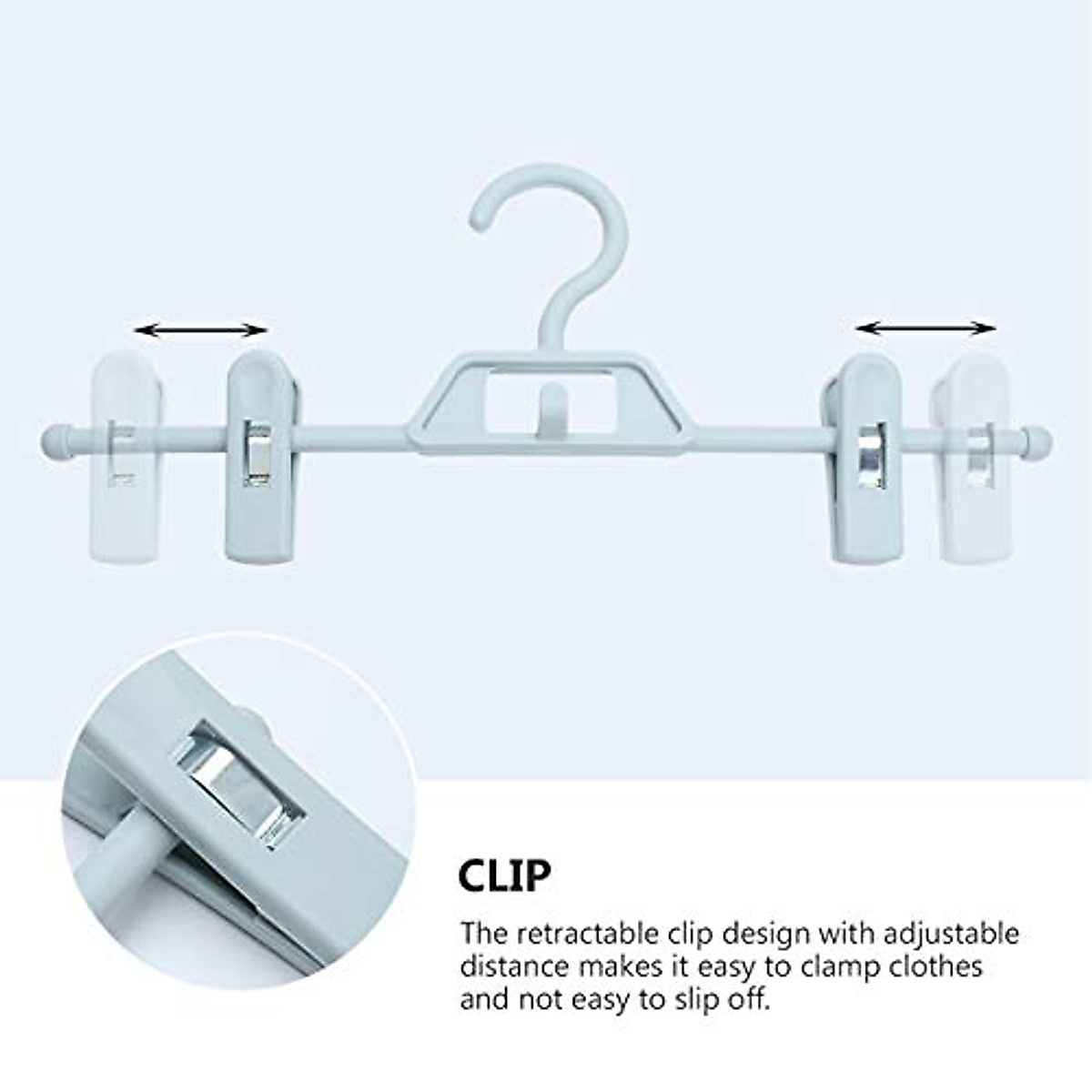 Angoily 10 Pcs Plastic Skirt Hangers with Adjustable Clips, Space Saving Hangers, Non- Slip Durable Pant Hangers for Closet Organizing (Blue)