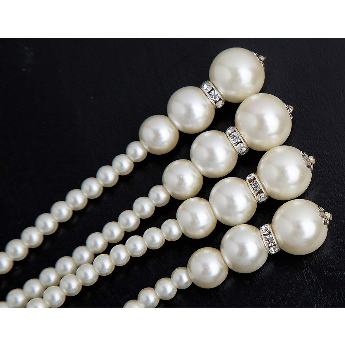 Cizoe 1920s Pearls Necklace Fashion Faux Pearls Gatsby Accessories Vintage Costume Jewelry Cream Long Necklace for Women(B-a-knot Pearl Necklace*2 + 59" Necklace*1-white)