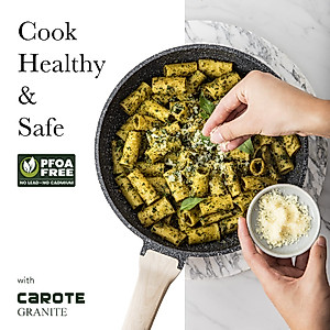 Carote Granite Nonstick Cookware Sets, 10 Pcs Pots and Pans Set Nonstick, Healthy Non Stick Induction Stone Cookware Kitchen Cooking Set w/Frying Pans & Saucepan, PFOS, PFOA Free (Brown Granite)