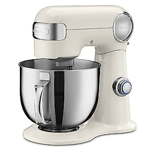 Cuisinart SM-50CRM Precision Master 5.5-Quart 12-Speed Stand Mixer with Mixing Bowl, Chef's Whisk, Flat Mixing Paddle, Dough Hook, and Splash Guard with Pour Spout, Coconut Cream