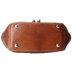 American West Lady Lace Zip Top Everyday Shoulder Bag,Mocha Tan/Turquoise,One Size