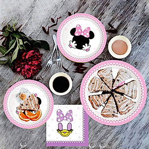 AMZPTBOY 40 Pcs Pink Mouse Birthday Party Supplies,Mouse Party Supplies Tableware Paper Plates,7Mouse Dessert Plates for Girls Mouse Themed Party Baby Shower Pink Mouse Birthday Decorations