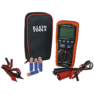 Klein Tools ET600 Multimeter, Megohmmeter Insulation Tester, 4000 Ohms Resistance, 125V/250V/500V/1000V, Auto-Ranging TRMS Multimeter & 69417 Rare-Earth Magnetic Hanger, with Strap