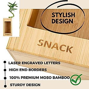 TEPUIY Ziplock Bag Storage Organizer - Multi Use Bamboo Storage Bag Organizer for Drawer - Food Storage Bag Holder Compatible with Ziplock, Ikea, Glad, Hefty (4 pieces set).