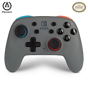 PowerA Nano Enhanced Wireless Controller for Nintendo Switch - Grey-Neon, Works with Nintendo Switch Lite, Bluetooth Controller, Gamepad, Compact, Smaller, Rechargeable, Portable - Nintendo Switch
