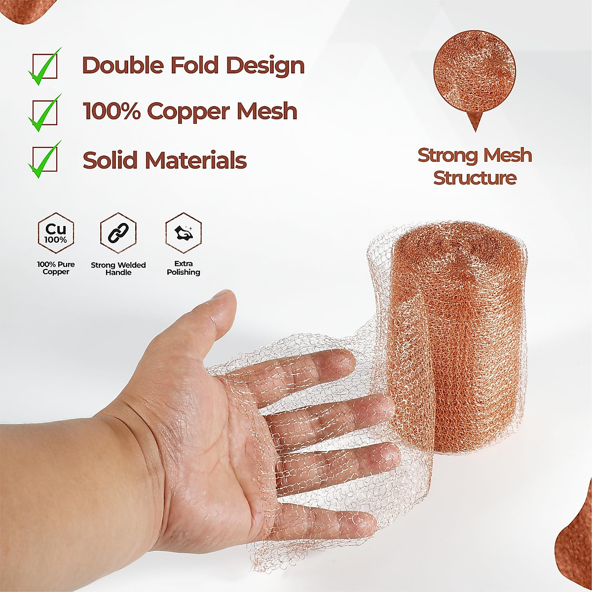 Californistan Copper Mesh Rodent Control, 5in x 32ft- Rustproof Copper Mesh Roll for Rodent, Bat & Snail - Perfect for Hole Blocking, Gardening & Sealing Water Opening - Plus Special Bonus Scissor