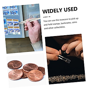 iplusmile Rubber Flat Tweezers Reverse Tweezers Facial Tools Needle Nose Tweezers Face Stickers Gold Stickers Reptile Feeding Tongs Tweezers for Crafts Stainless Steel Bead Short Hair