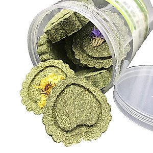 PeSandy Bunny Chew Toys for Teeth, Natural Pet Chew Toy Hand Made Timothy Hay Cakes for Chinchilla Guinea Pig Hamsters Holland Lop Prairie Dogs Squirrels Gerbils Rabbit Chewing & Molar Teeth, 9.5oz