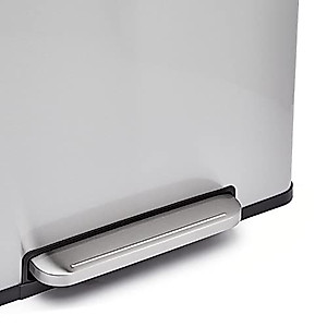 Amazon Basics Rectangular Recycling Trash Can with 2 Compartments - 60 Liter