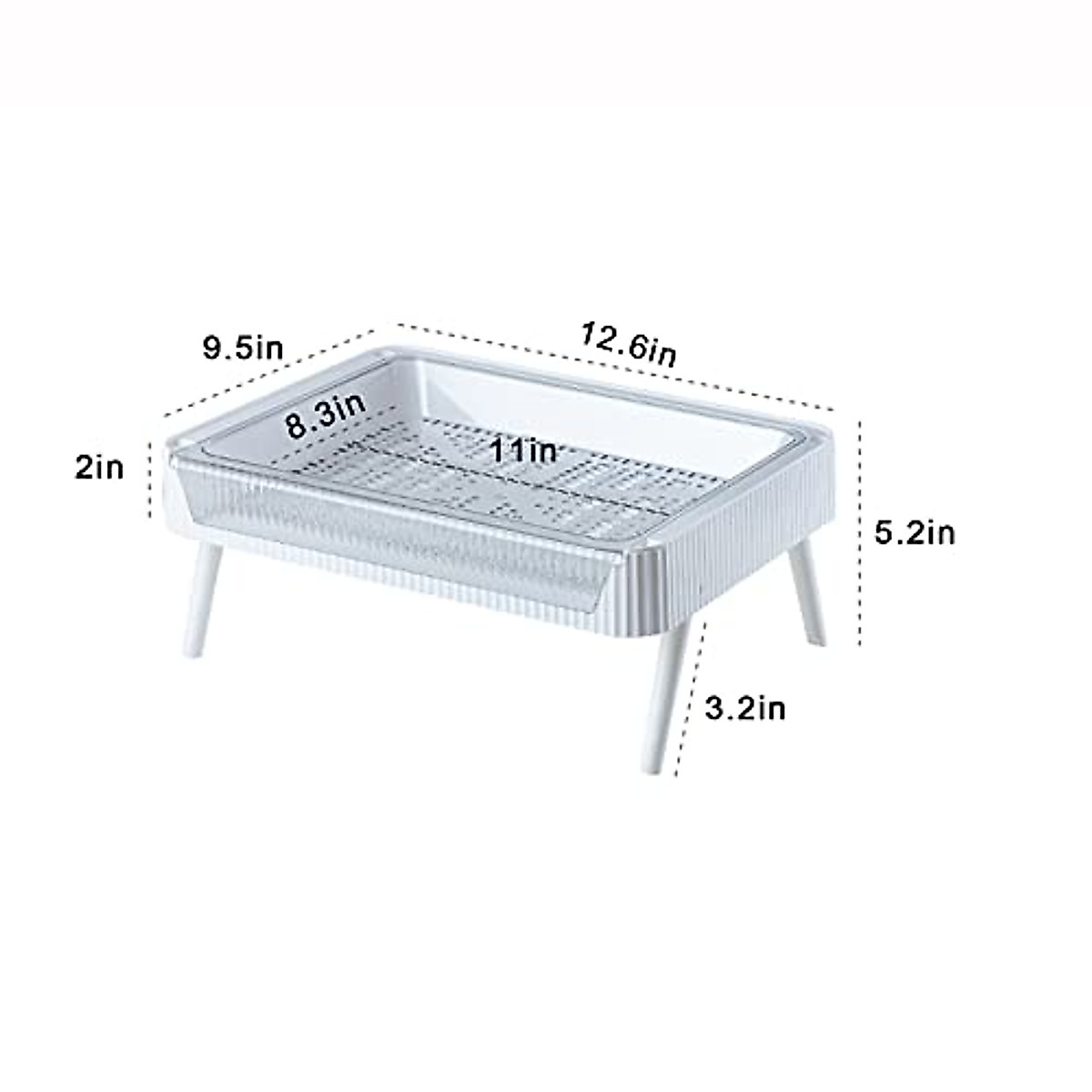 YISONHO 2-Tier Bathroom Countertop Organizer Makeup Shelf Dish Rack with Removable Drain Tray, Cosmetic, Toiletries Bathroom Tray, Kitchen Spice Rack Counter Shelf Organizers (White)