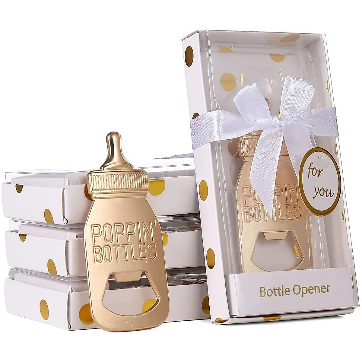 15 Pack Baby Bottle Bottle Openers for Baby Shower Favors Gifts, Baby Shower Decorations Souvenirs, Poppin Bottles Openers for Guests Gender Reveal Party Favors (White, 15)