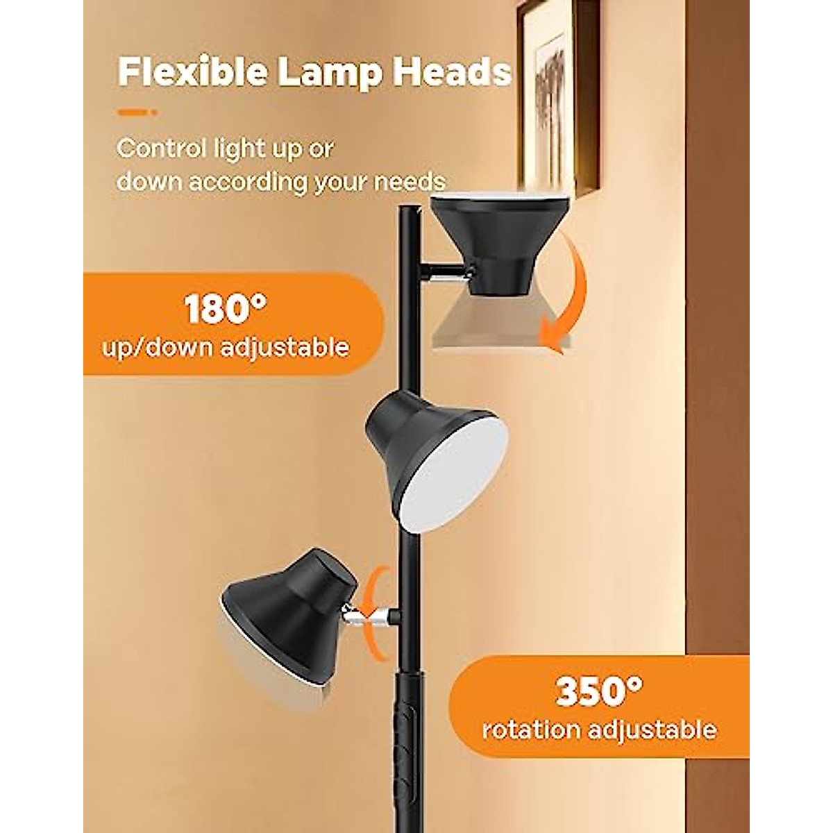 SIBRILLE [Upgraded] LED Floor Lamp, 36W Dimmable Standing Lamp with Remote & Touch Control, 2700K-6500K, Modern Tree Floor Lamp with 3 Rotatable Lights, Floor Lamps for Living Room, Bedroom, Office