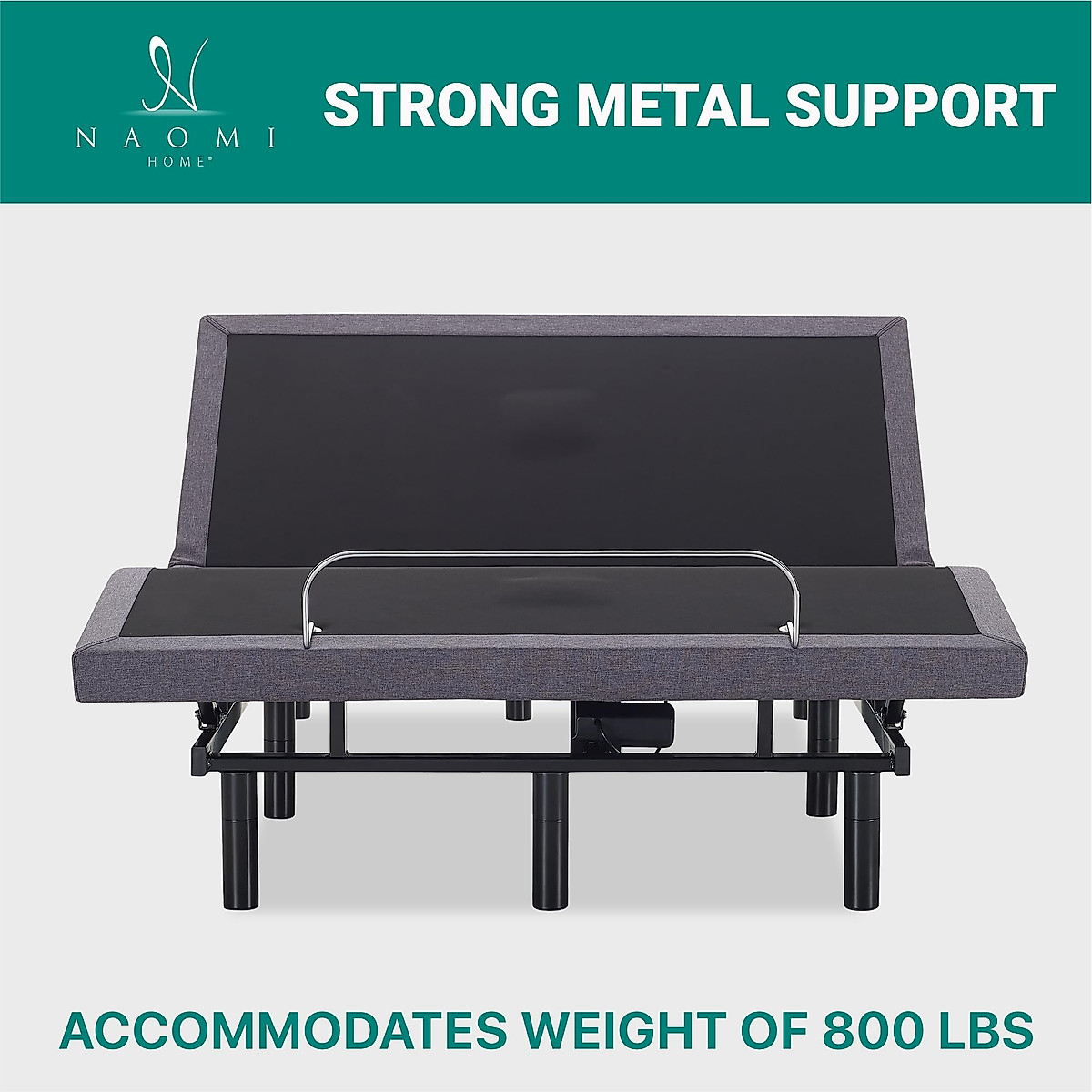 Naomi Home Idealbase Adjustable Bed Frame Full with Lumbar Support & Head Tilt, Foot Incline, Back & Leg Massage, USB Ports, Massage Bed with Wireless Remote, Ergonomic Zero-Gravity Smart Bed