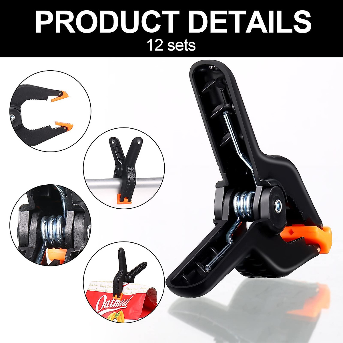 Hoteam 12 Sets Sandbag Outdoor Curtain Weighted Bags Sets with Spring Clamps, Hooks for Light Brackets, Heavy Photography Light Stand Tripod for Fixed Brackets Sports Outdoor Photo Video