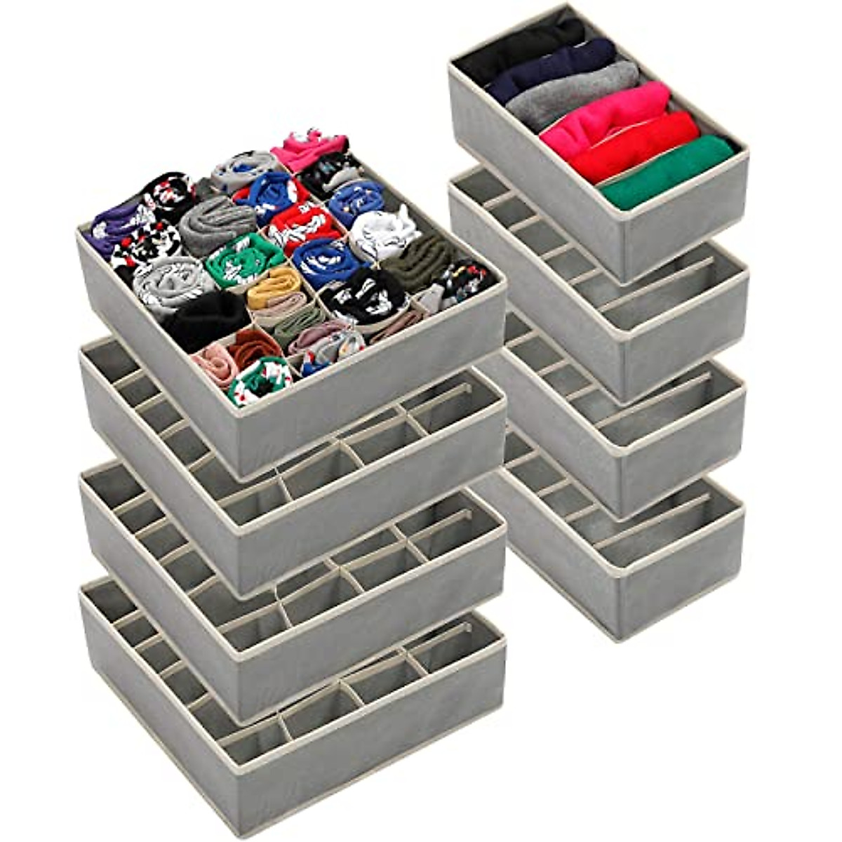 Kenning 8 Pieces Sock Underwear Drawer Organizer Dividers Set Fabric Foldable Cabinet Closet Organizers and Storage Boxes for Storing Socks Underwear Ties