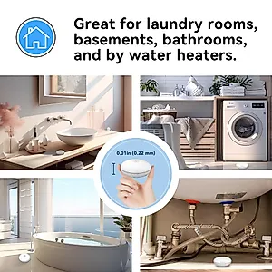 HEIMAN WiFi Water Leak Detector, Smart Water Sensor Alarm, 75 dB Water Flooding Alerts and App Remote Notifications, Leak and Drip Detectors for Home, Basement, Kitchen, Laundry, Bathroom
