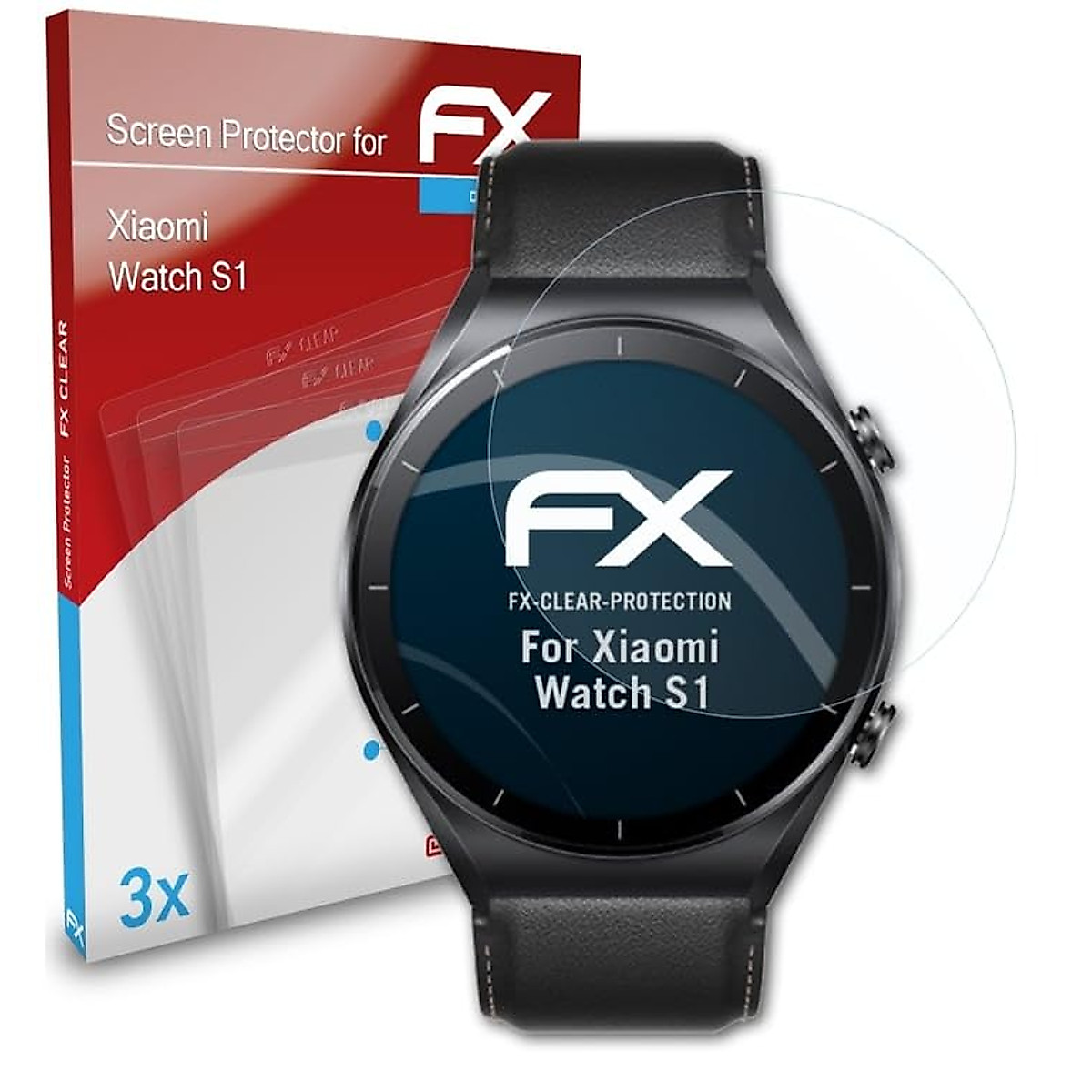atFoliX Screen Protection Film compatible with Xiaomi Watch S1 Screen Protector, ultra-clear FX Protective Film (3X)