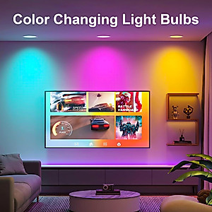 AUIOMUTO Smart Light Bulbs, Dimmable BR30 Color Changing Light Bulbs, E26 LED Flood Light 1300LM 13W (Equivalent 100W), Work with Alexa/Google Home/SmartThings, Music Sync Light Bulb 2.4G WiFi only