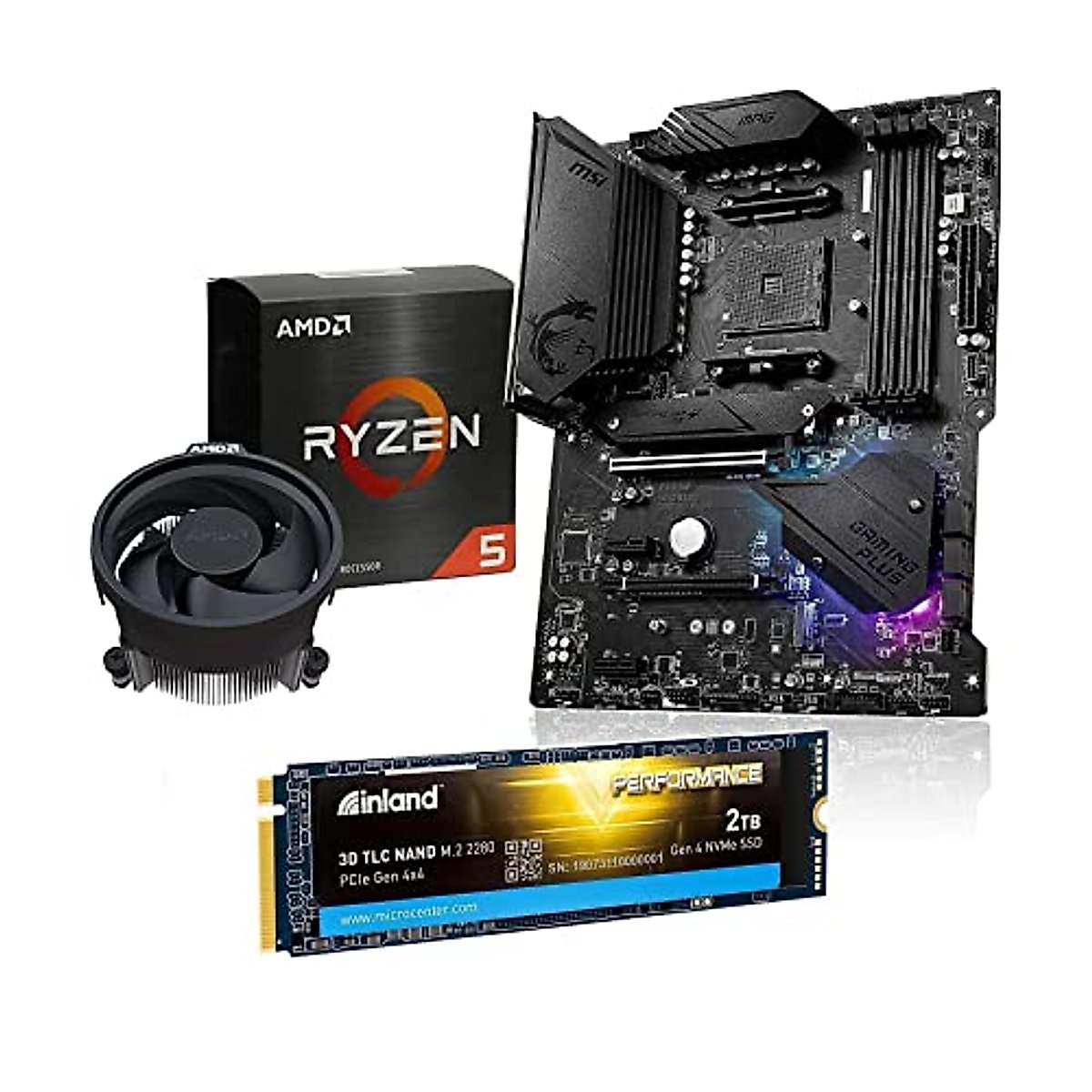 INLAND Performance 2TB NVMe PCIe Gen 4.0 M.2 2280 SSD + AMD Ryzen 5 5600X Desktop Processor 6-core Unlocked Bundle with MSI B550-A PRO AM4 DDR4 ATX Motherboard