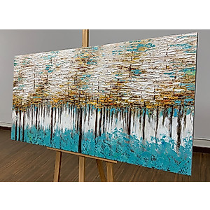 Yotree Paintings, 24x48 Inch Paintings Oil Hand Painting Tree of Life Painting 3D Hand-Painted On Canvas Abstract Artwork Art Wood Inside Framed Hanging Wall Decoration Abstract Painting