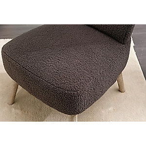 Dark Grey Accent Chair, Unique Chairs Armless Wool Comfy Modern Home Furniture for Living Room 26.38" L X 22.05" W 33.86" H