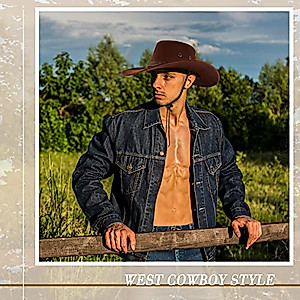 Hercicy 3 Pcs Western Cow Hats for Women Men Wide Brim Cow Hat with Belt Buckle Strap for Adult Cowboy Cowgirl Party