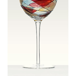 Antoni Barcelona Set Wine Decanter and Wine Glasses Mouth Blown Hand Painted Amazing Gift Wedding Woman Man Unique Present Anniversary Drink Party (Large Wine Glasses Set 2, Red)